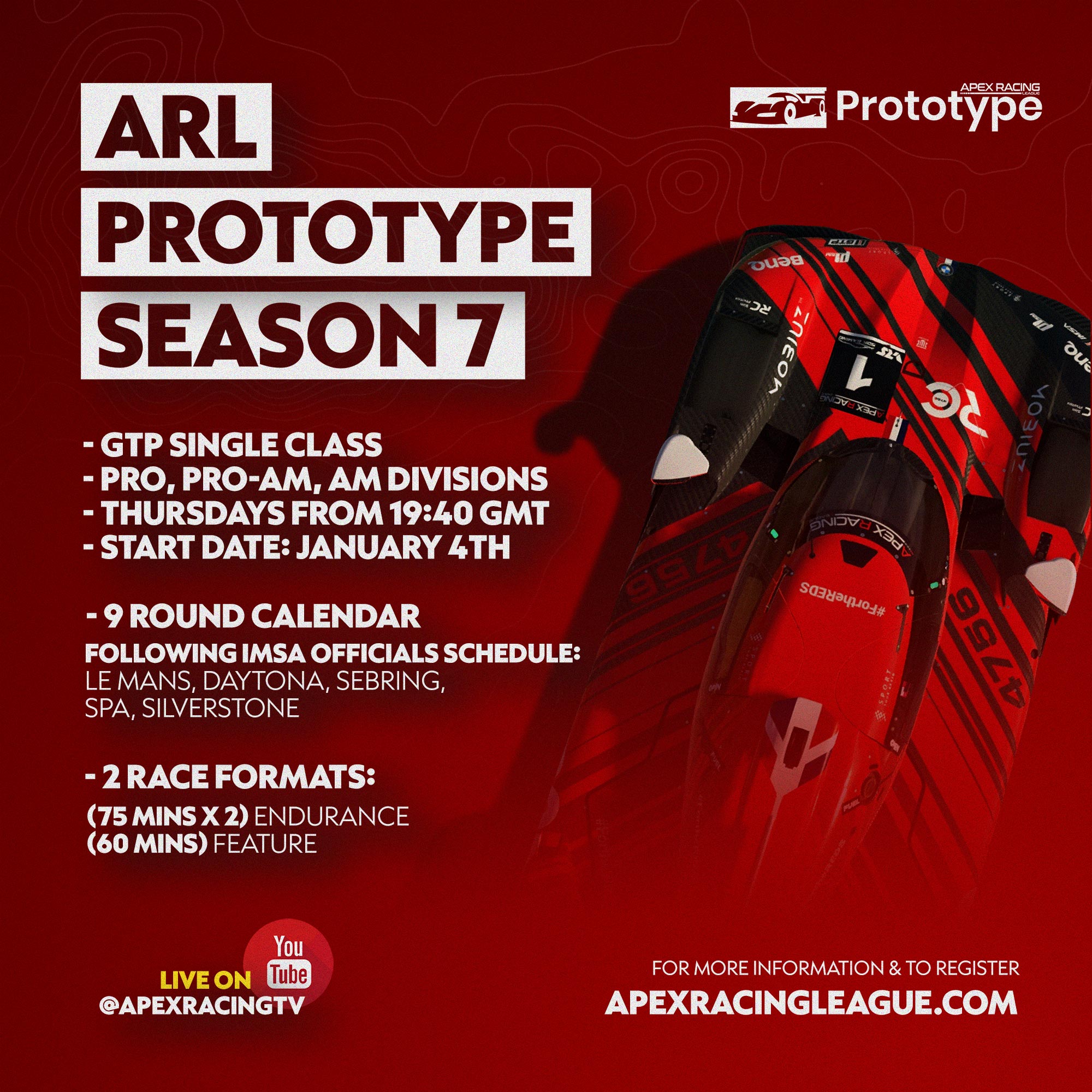Announcing ARL Prototype Championship Season 7! - Apex Racing League